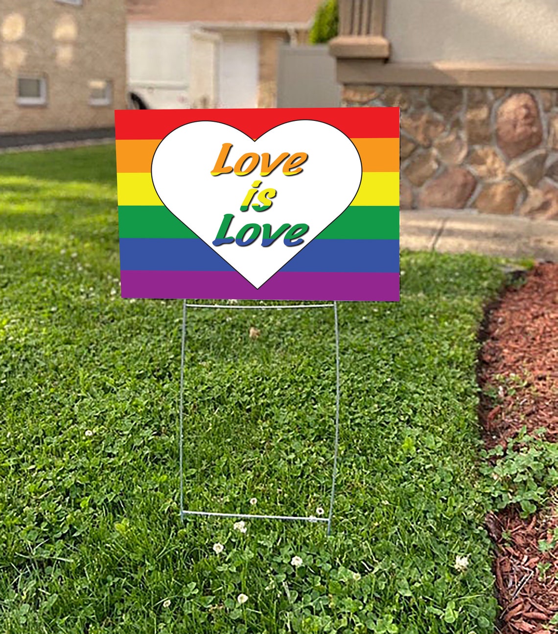 LGBTQ Pride Flag Love is Love Heart Yard Sign shipping and | Etsy