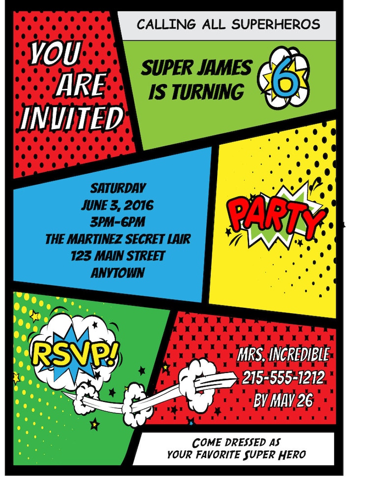 Comic Strip Birthday Party Invitation - Etsy Singapore