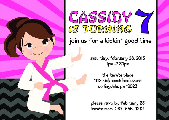 Karate Girl Birthday Party Invitation | Etsy