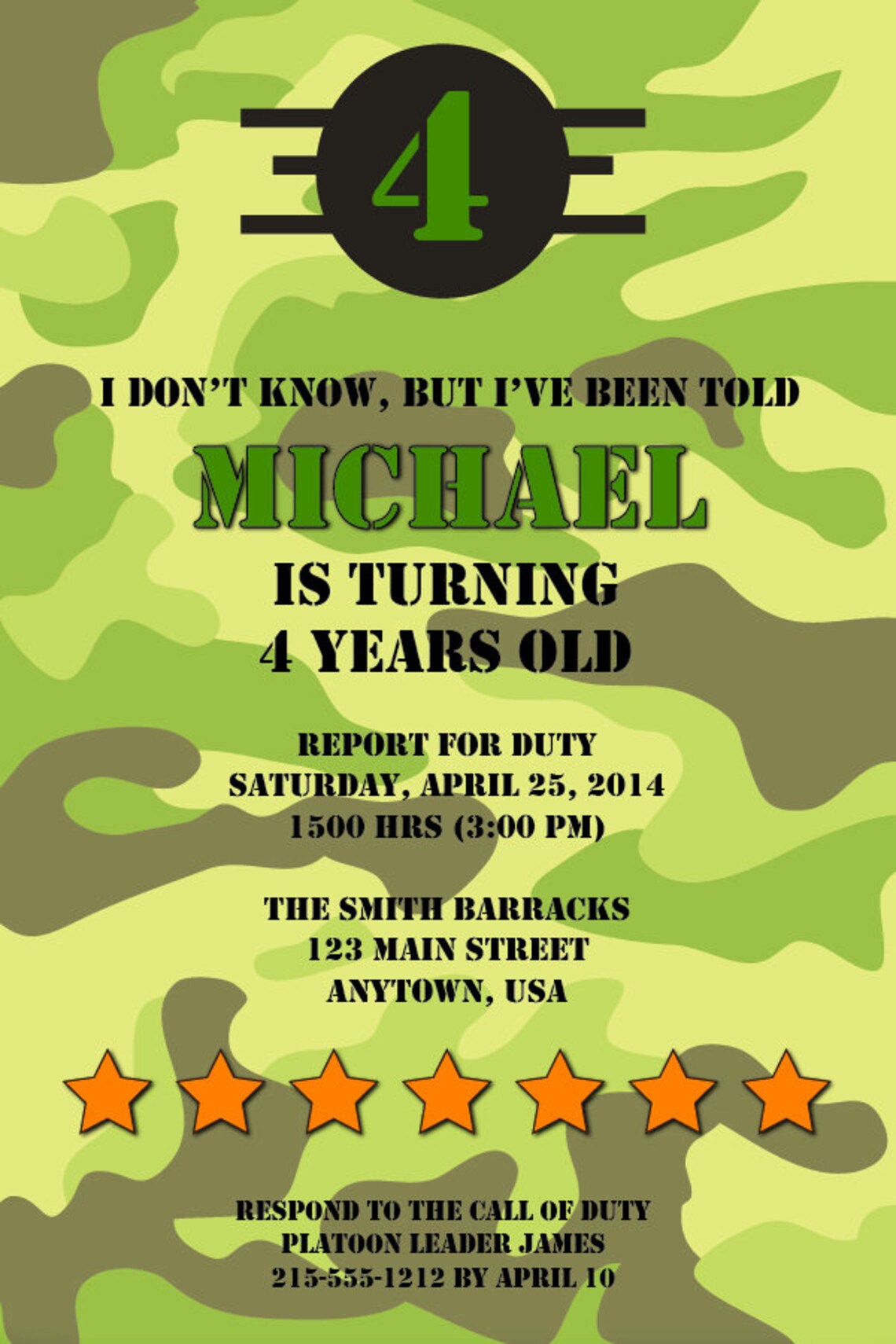 Camo Birthday Invitation - Etsy