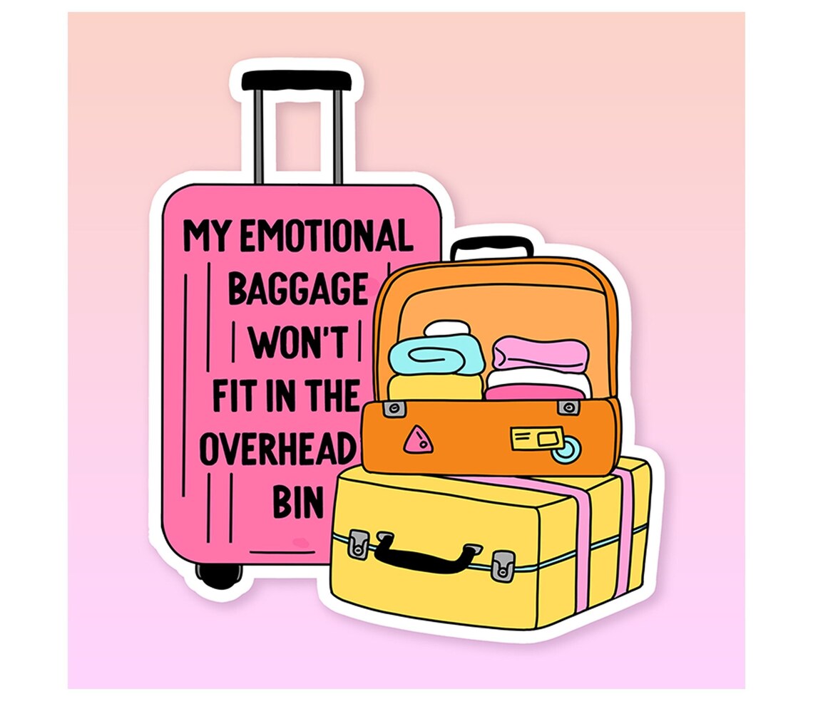 Funny Emotional Baggage Sticker Silly Vinyl Sticker Laptop Sticker ...