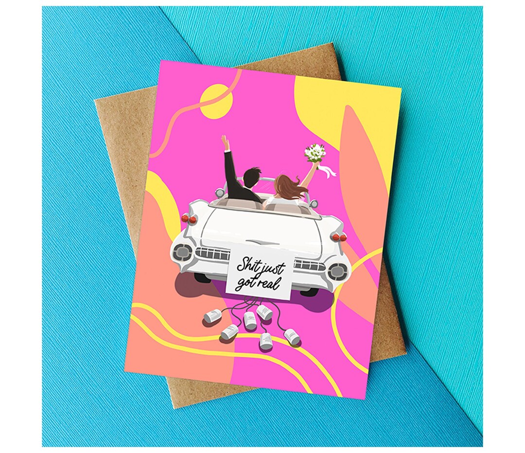 Funny Wedding Card, Illustrated Wedding Card for Couple, Bride Groom ...