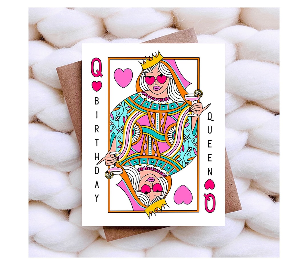 Birthday Queen - Funny Birthday Card, Trendy Bday Card for Best Friend ...