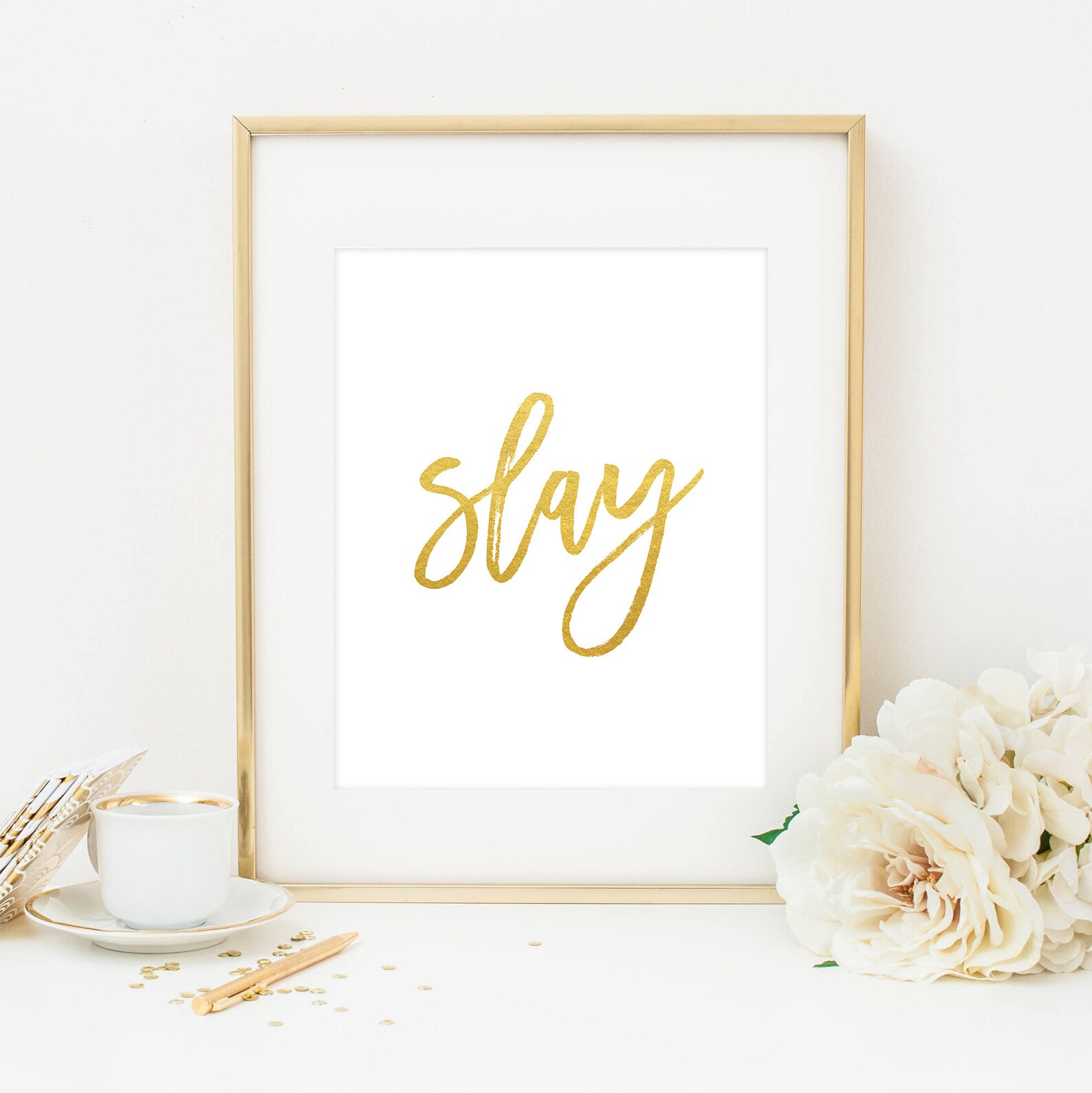 Slay Print Slay Printable Gold Foil Office Decor Beyonce Quote - Etsy
