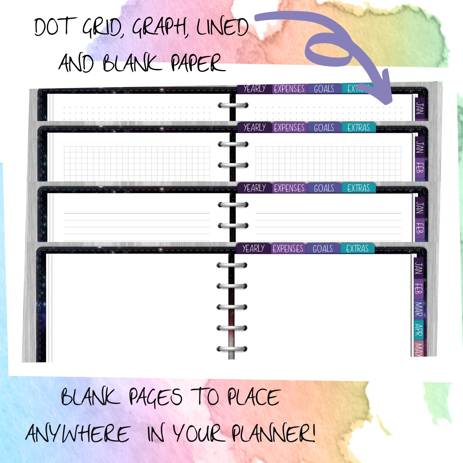 Monday Start Planner Undated SPACE THEME Digital Planner Digital ...