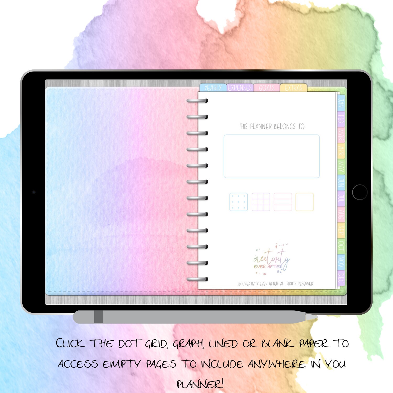 Sunday Start Planner Undated PASTEL THEME Digital Planner Digital ...