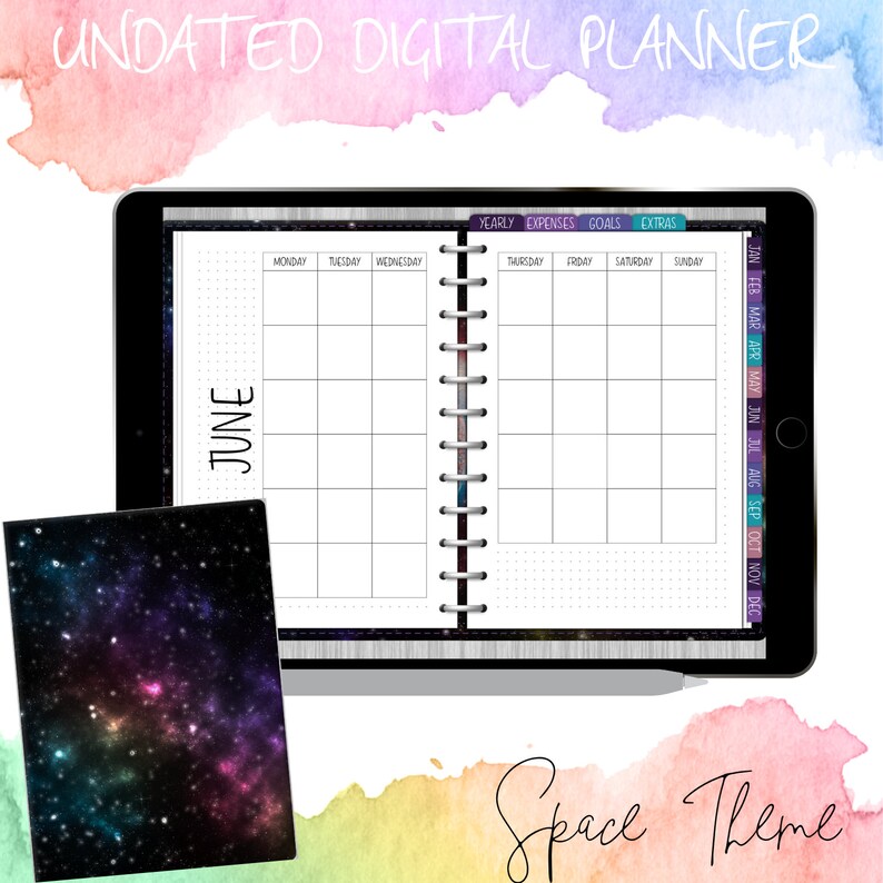 Monday Start Planner | Undated SPACE THEME Digital Planner | Digital ...