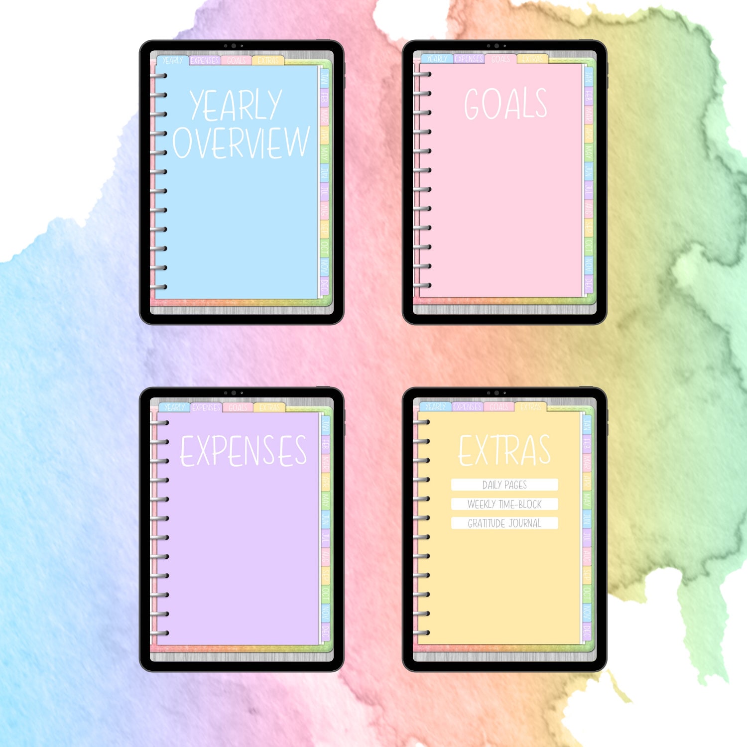 Sunday Start Planner Undated PASTEL THEME Digital Planner Digital ...