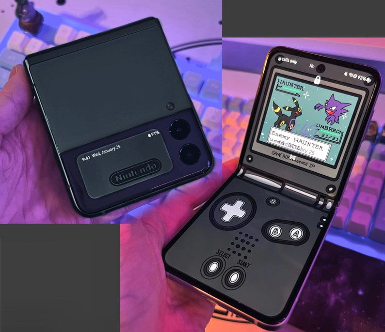 Gameboy Z Flip 3/4 Wallpaper + Cover Screen Black - Etsy