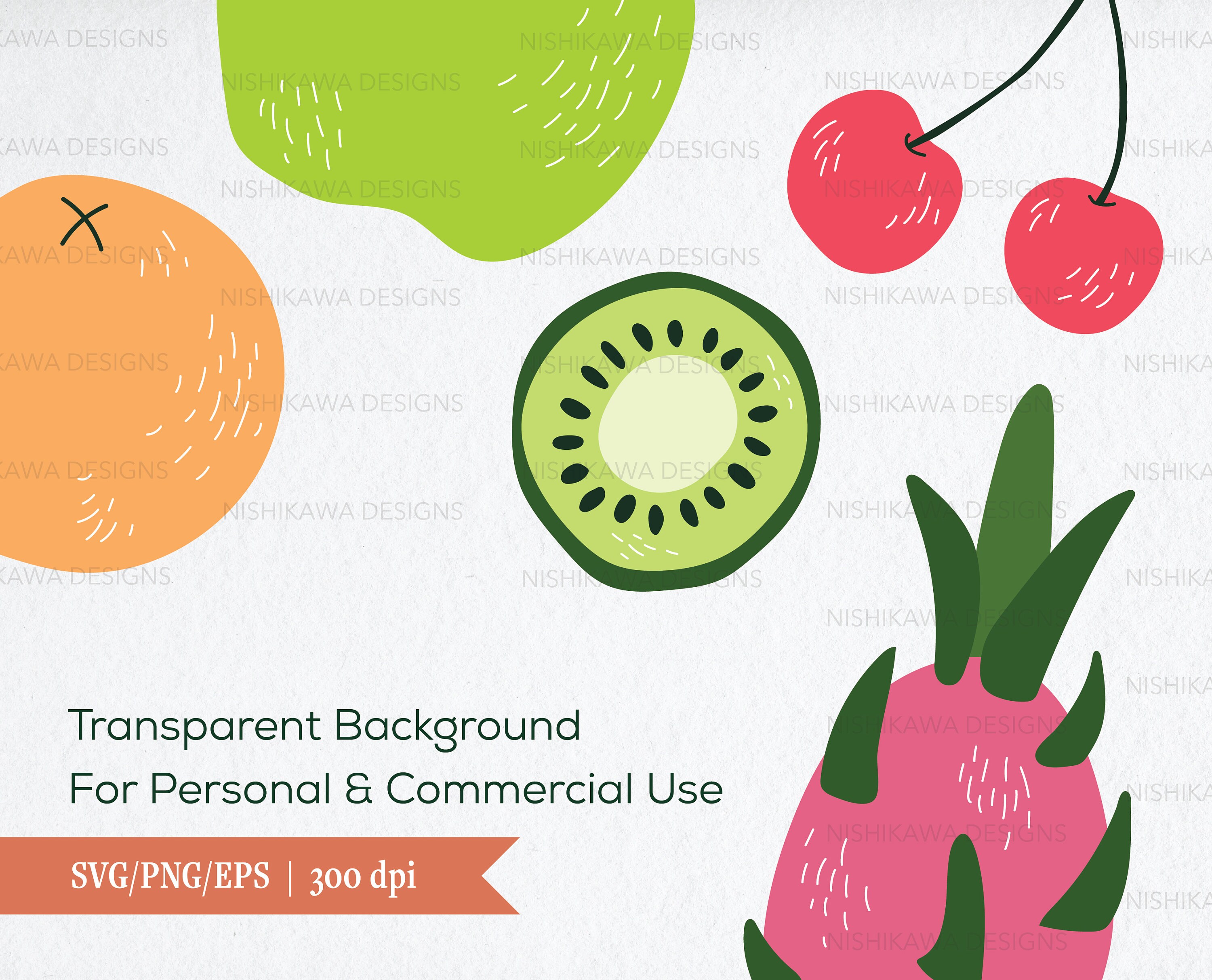 Cute Simple Fresh Fruit Clipart and Logo Bundle. Fruit Vector ...