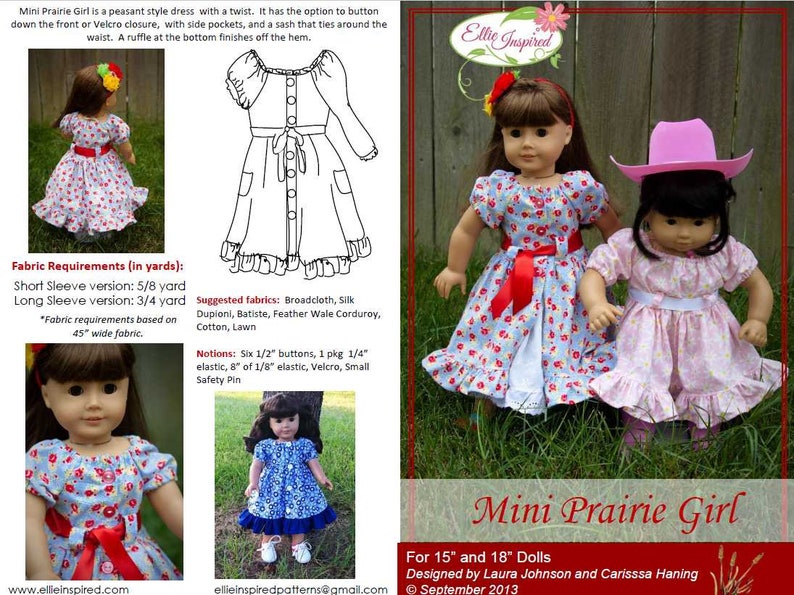 Prairie Girl by Ellie Inspired doll 15 & 18 - Etsy