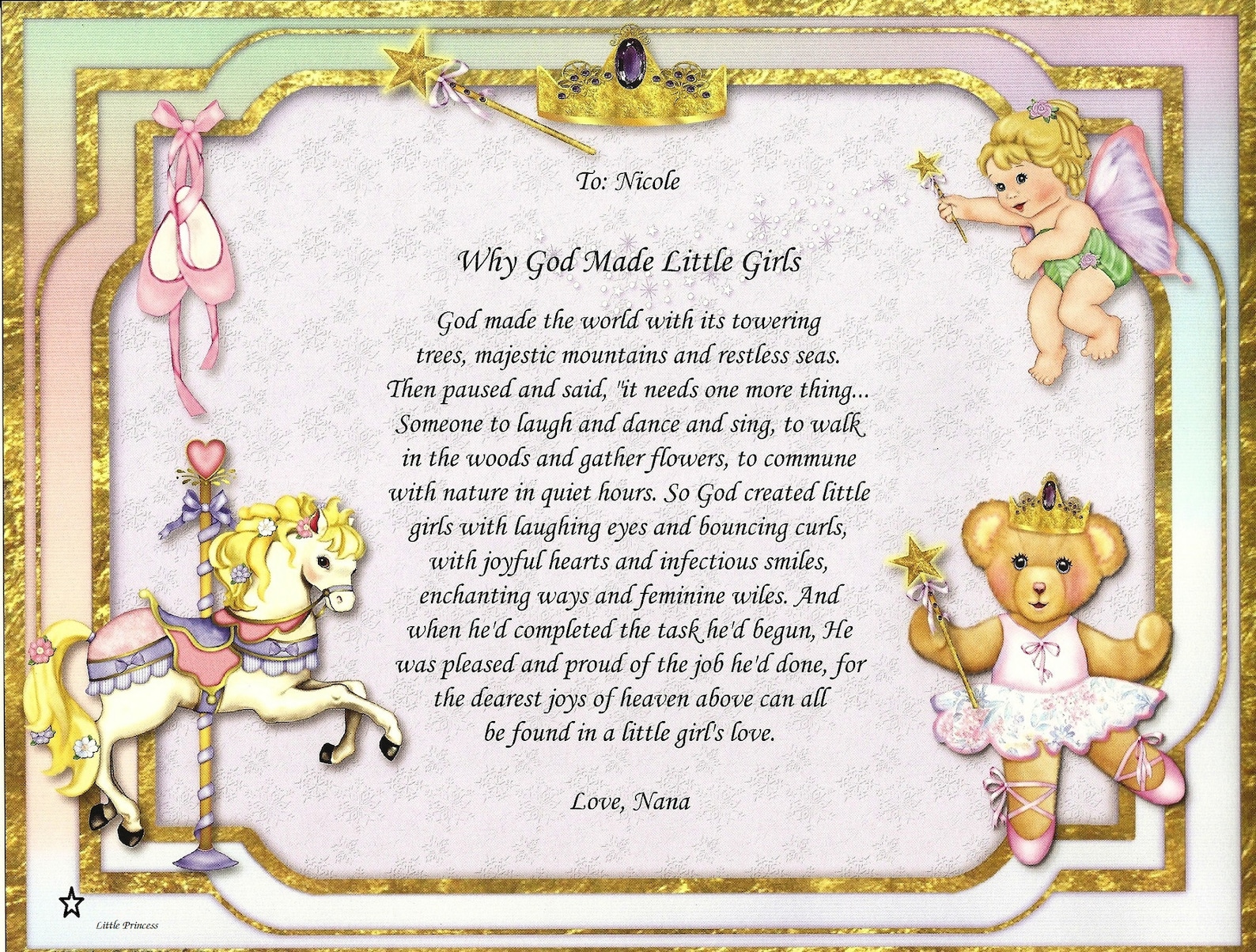 Why God Made Little Girls Poem , Little Princess, Teddy Bear, Carousel ...