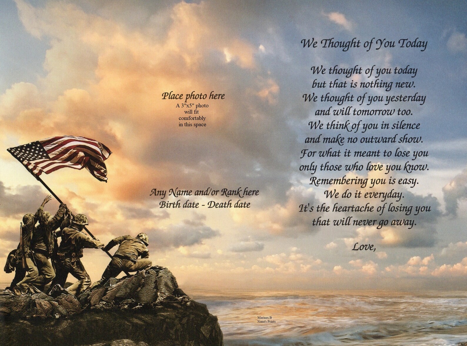 In loving memory of a Marines Sympathy Personalized Poem | Etsy