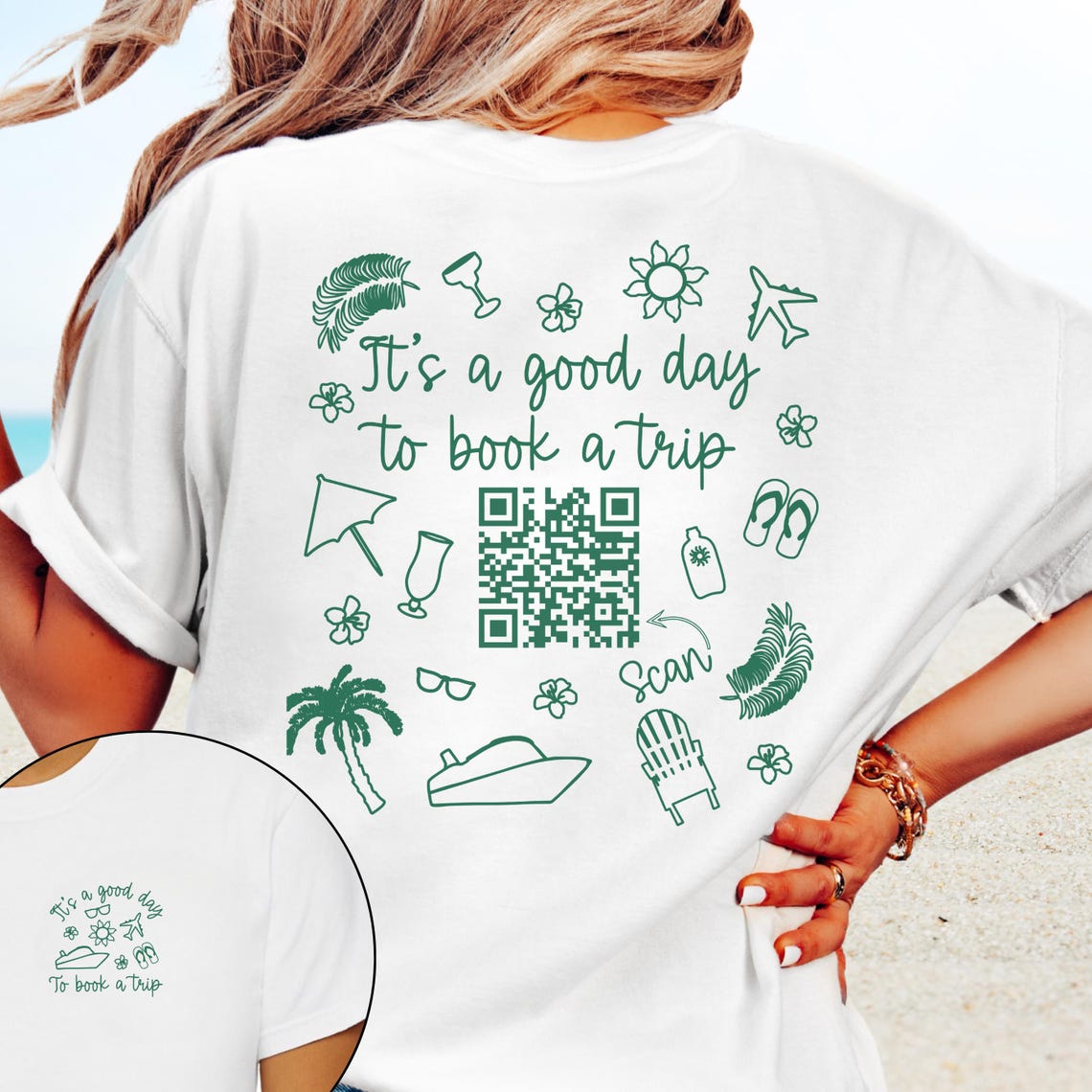 Travel Agent Ad Custom QR Code Shirt, Green Scannable Sign Travel ...