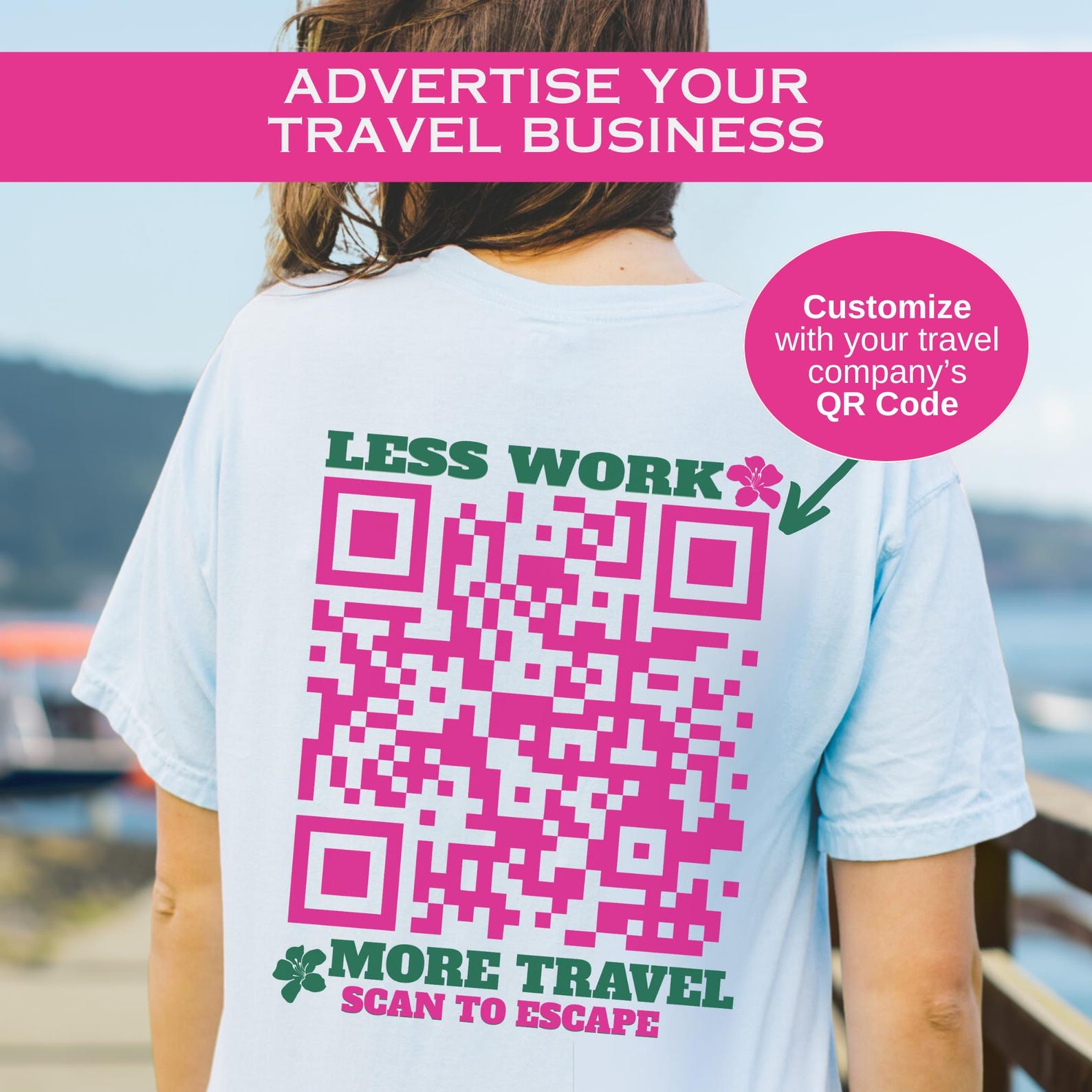 Travel Agent Advertising Custom QR Code Shirt, Scannable Sign for ...