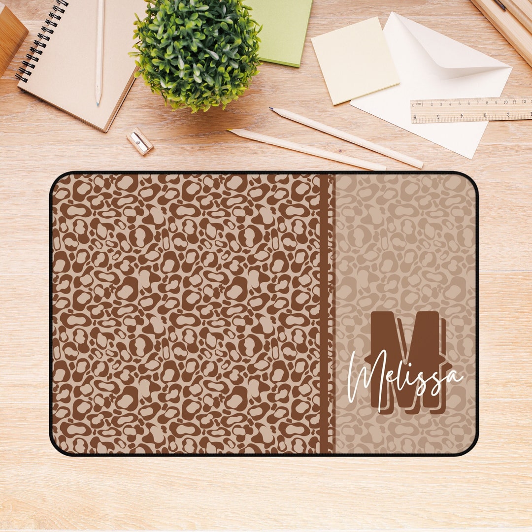 Personalized Desk Mat, Custom Name Desk Pad, Leopard Gift for Graduate ...