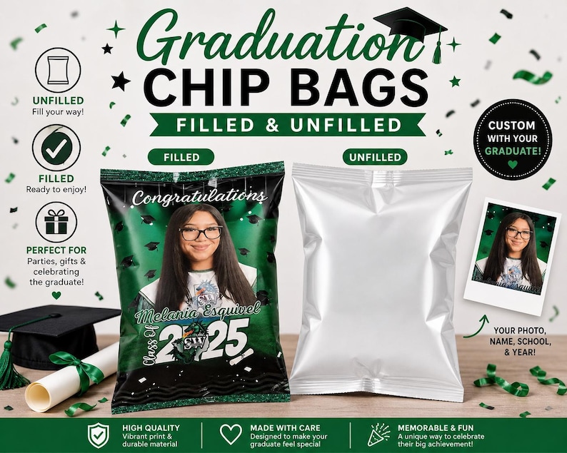 Personalized Graduation Chip Bags - Etsy