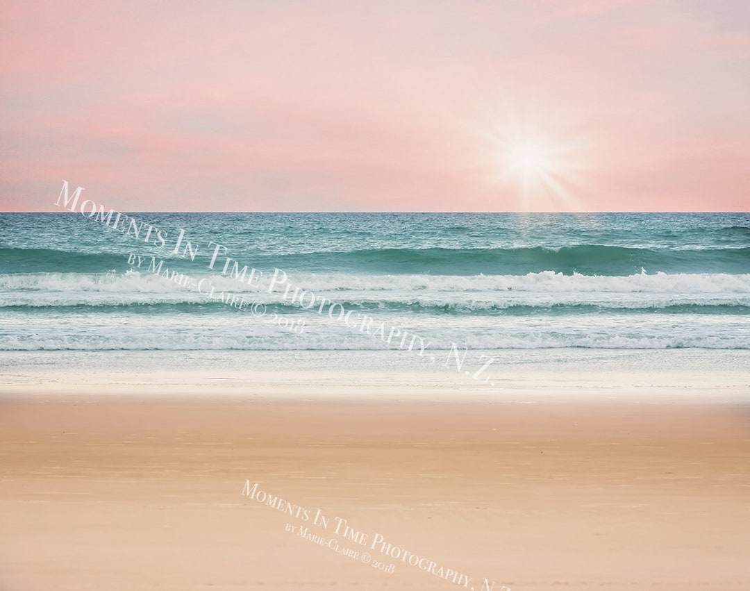 MIT Pretty Beach Scene Digital Background - Etsy
