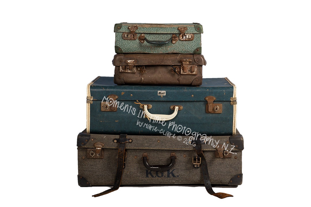 MIT Vintage Suitcases Pile of 4 Digital Overlay - Etsy