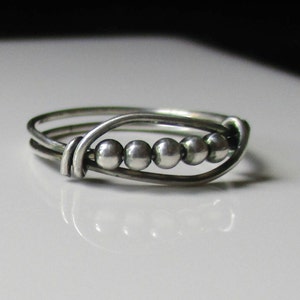 Nisha Wire Wrapped Ring, Worry Ring, Oxidized Silver Ring, Sterling Silver Ring, Fidget Ring ...