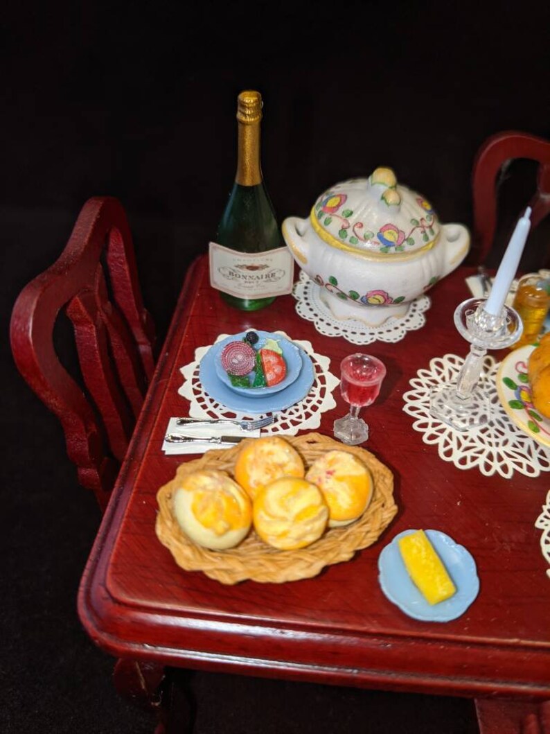 Mini Holiday Dinner With Side Table and Turkey, 1/12 Scale - Etsy