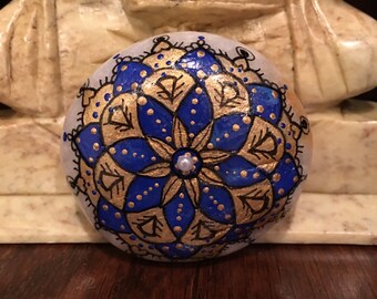 Hand painted stone mandala stone stone art bohemian stone | Etsy
