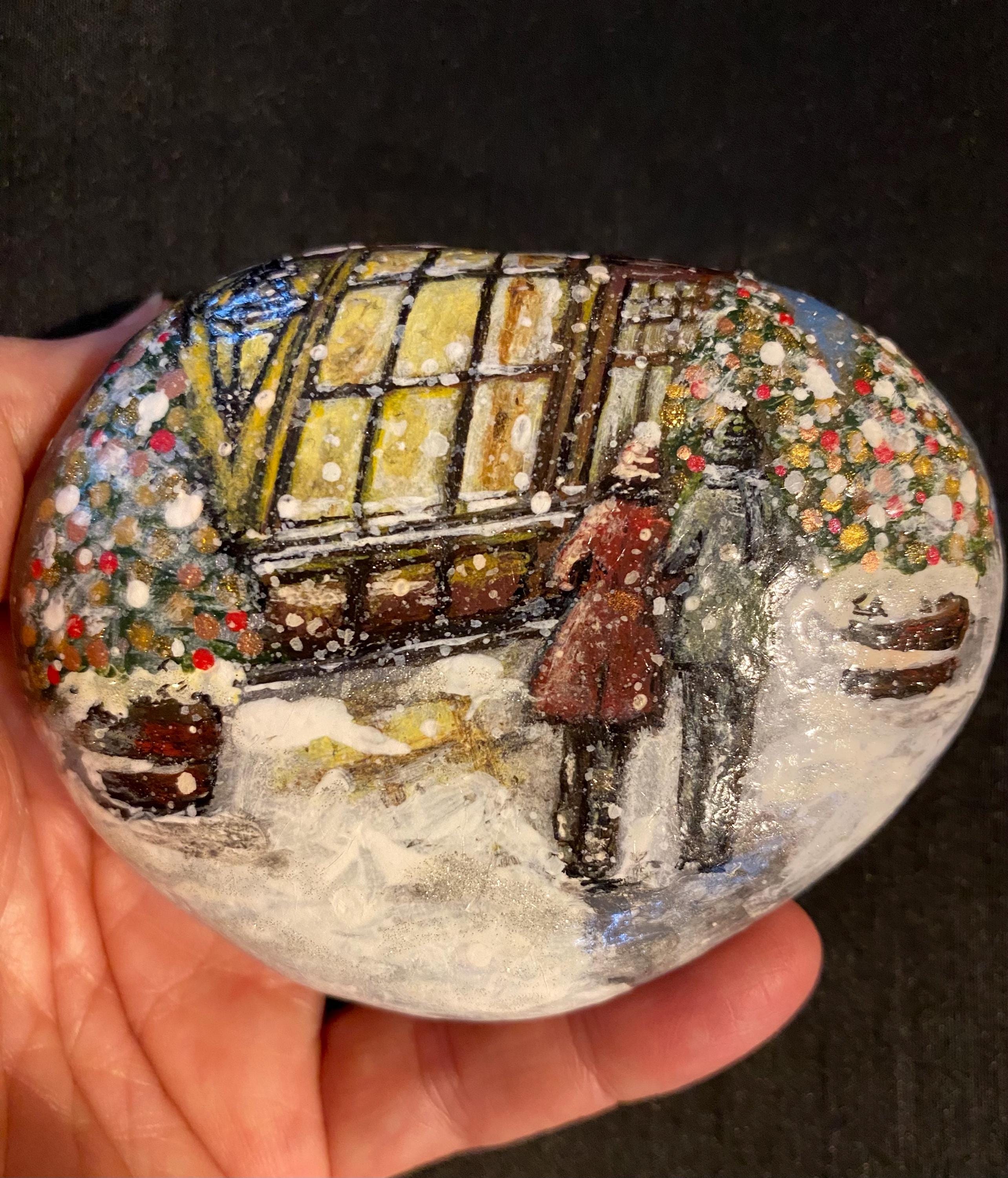 Romantic Vintage Holiday Christmas Shopping Painted Stone - Etsy
