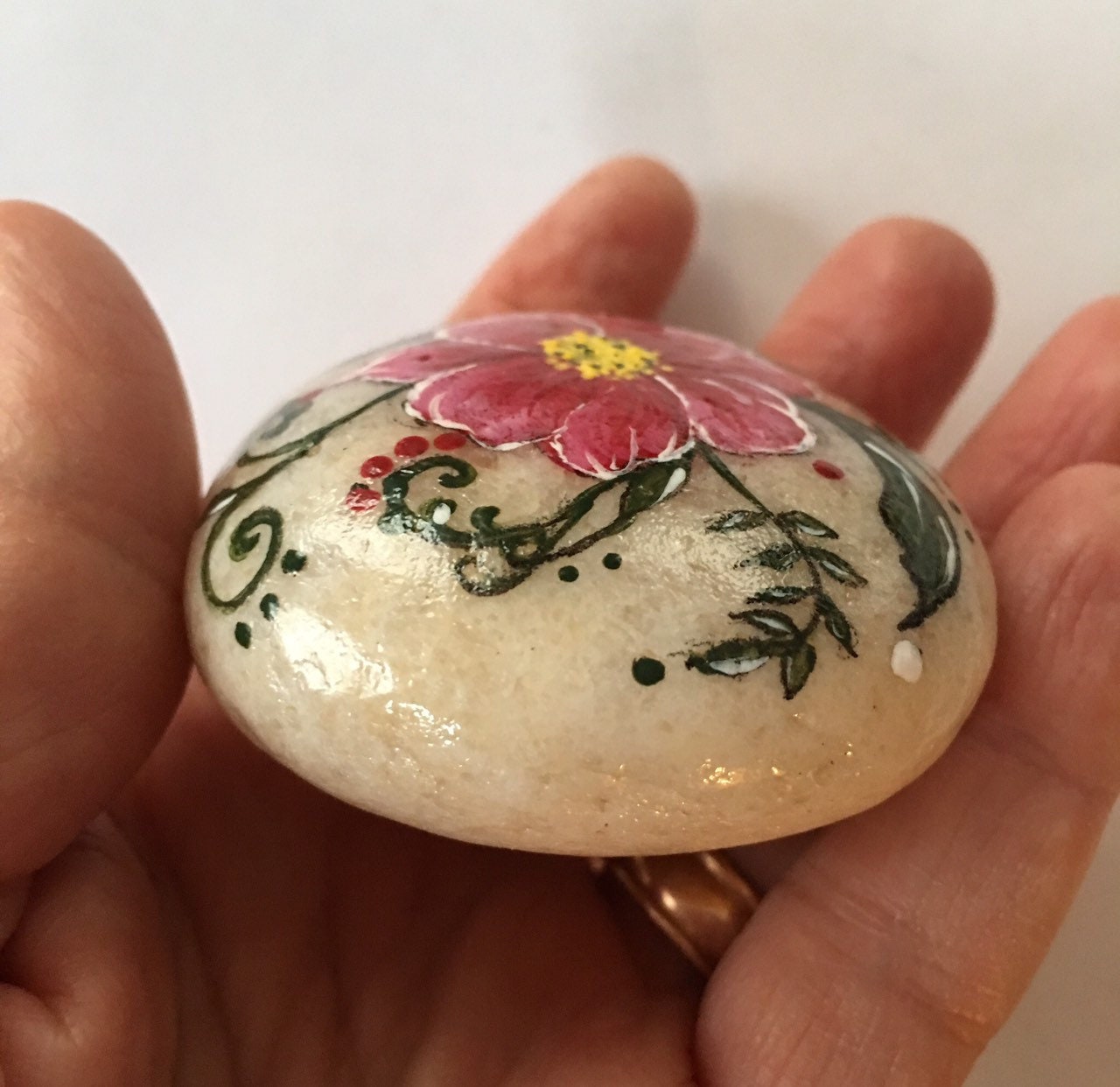 Hand Painted Floral Stone Stone Painting Stone Art - Etsy