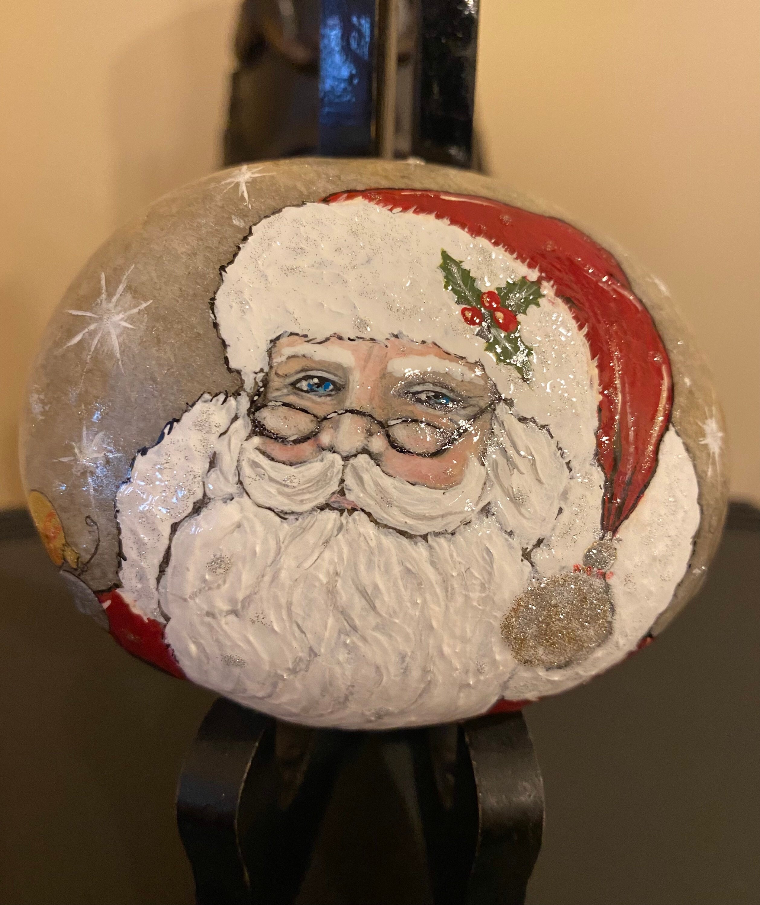 Hand Painted Santa Claus Christmas Stone - Etsy