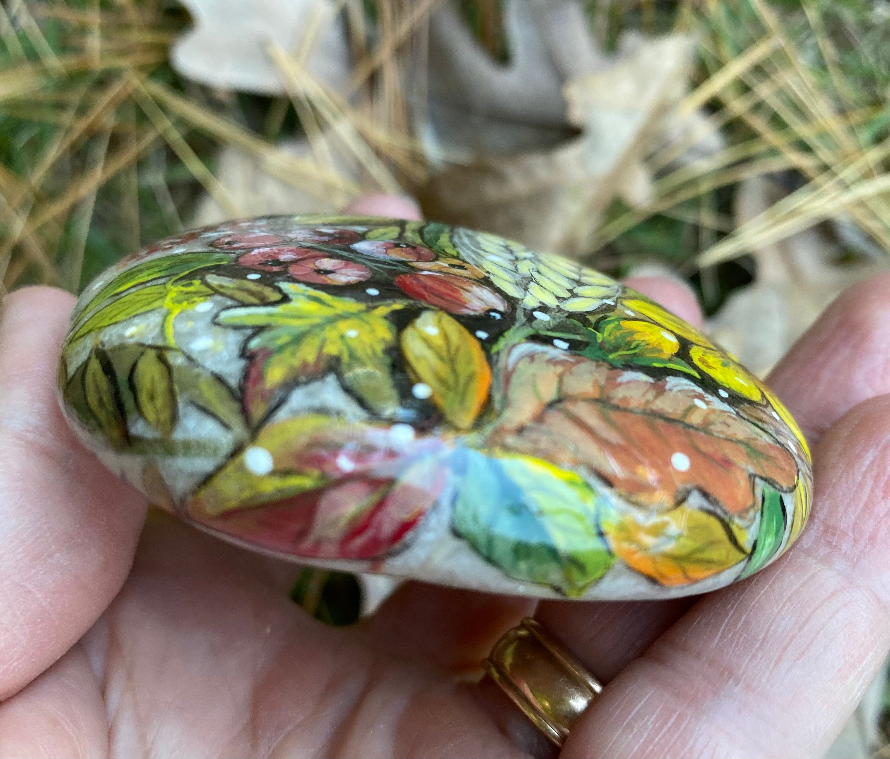Fall Foliage Blessings Hand Painted Message Stone - Etsy