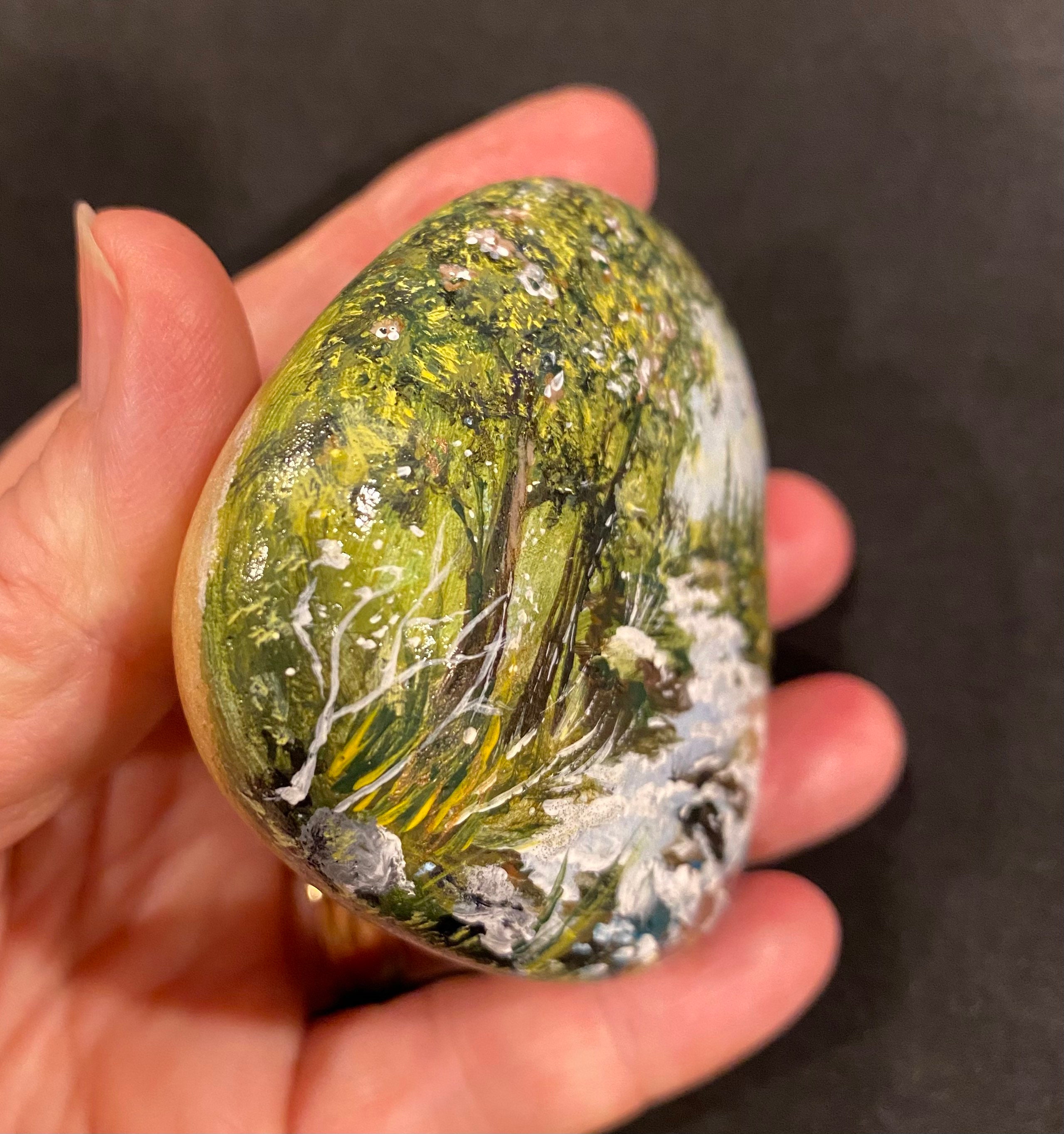 Spring Landscape Forest Spring Foliage Painted Stone - Etsy