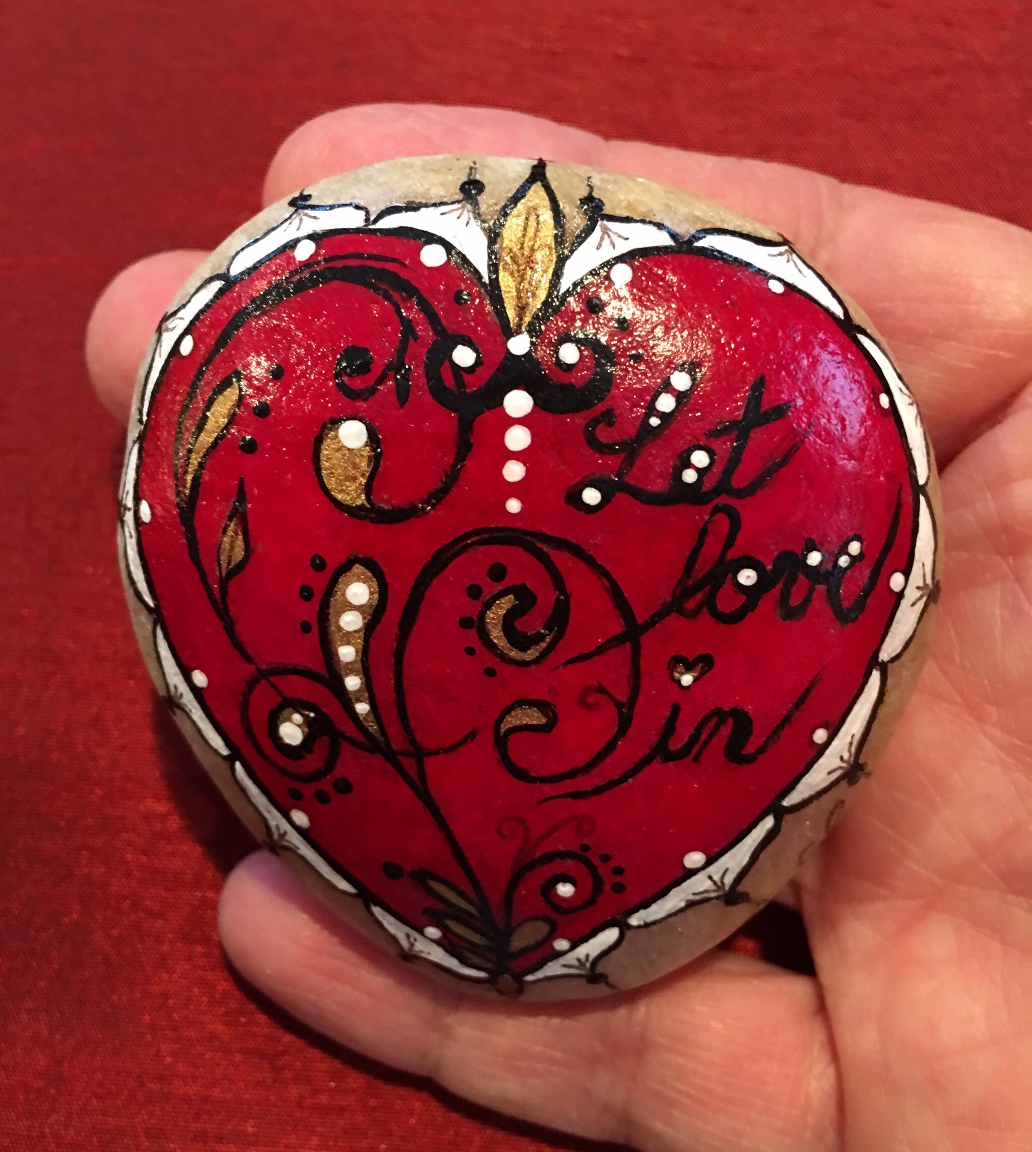 Hand Painted Heart Stone - Etsy