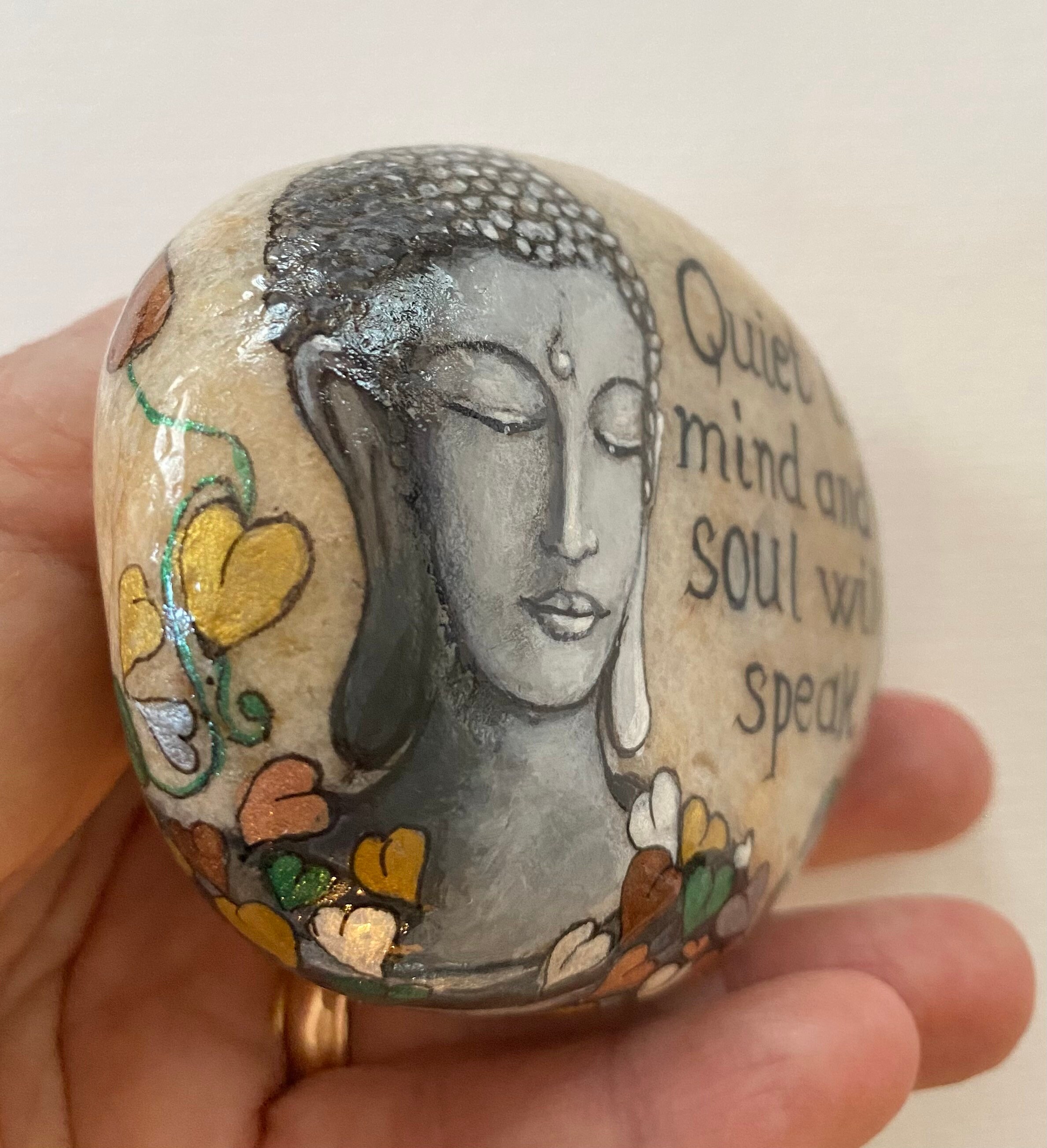 Hand Painted Buddha Quote Stone - Etsy