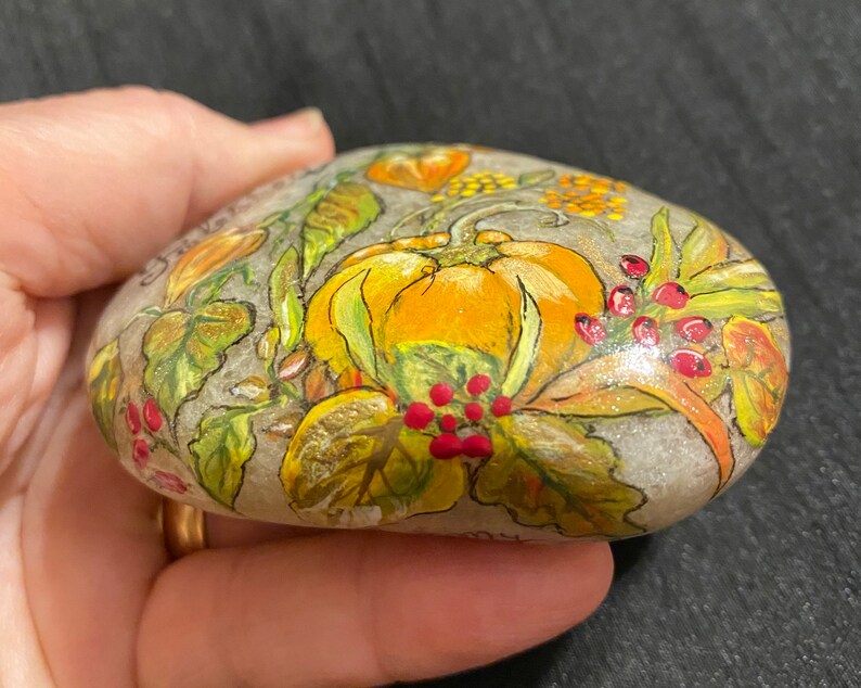 Hand Painted Autumn Blessed Stone - Etsy