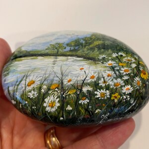 Spring Landscape Flowers Nature Painted Stone - Etsy