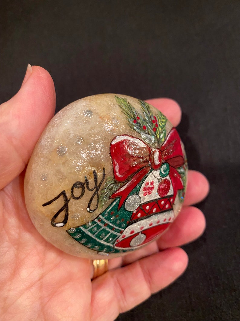 Hand Painted Christmas Bells Stone - Etsy