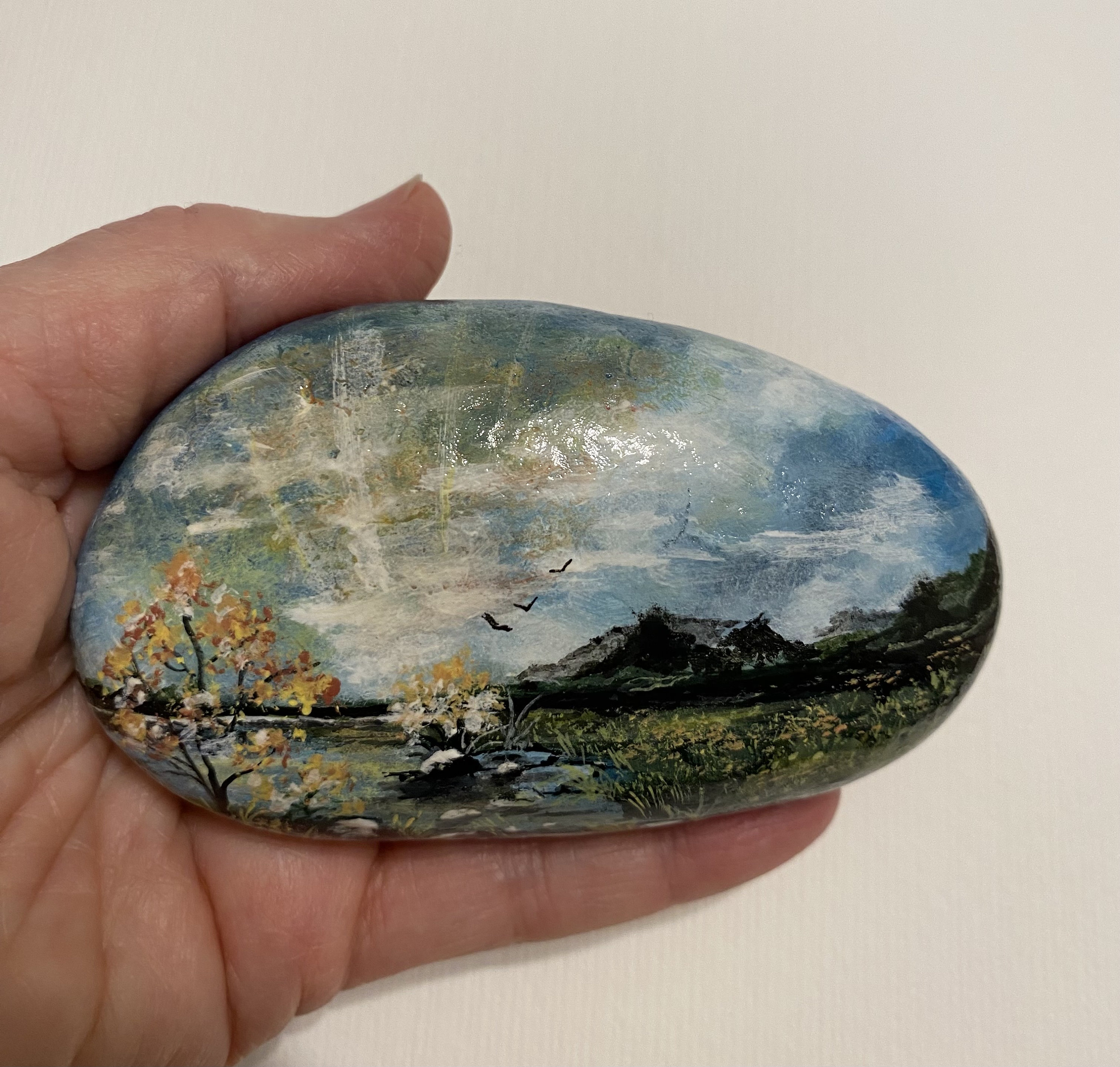 Spring Landscape Hand Painted Stone - Etsy
