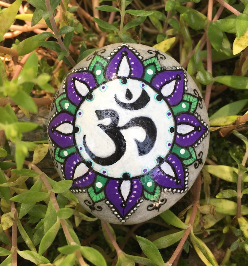 Hand Painted Ohm Mandala Stone - Etsy