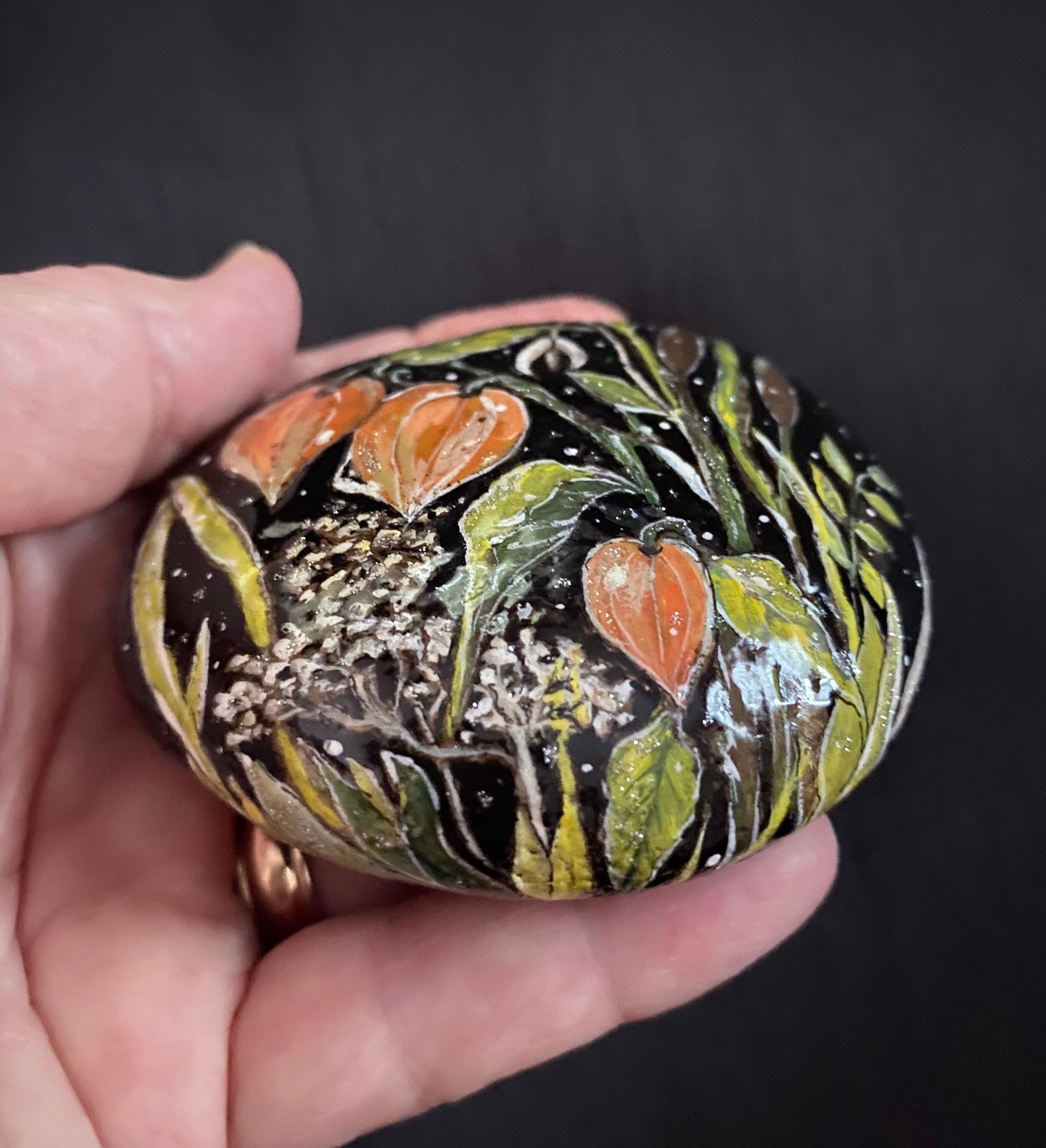 Hand Painted Autumn Foliage Stone - Etsy