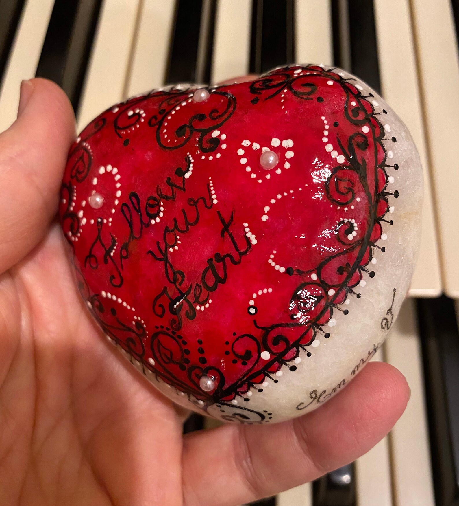 Hand Painted Heart Stone - Etsy