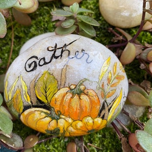 Fall Pumpkins Harvest Painted Message Stone - Etsy