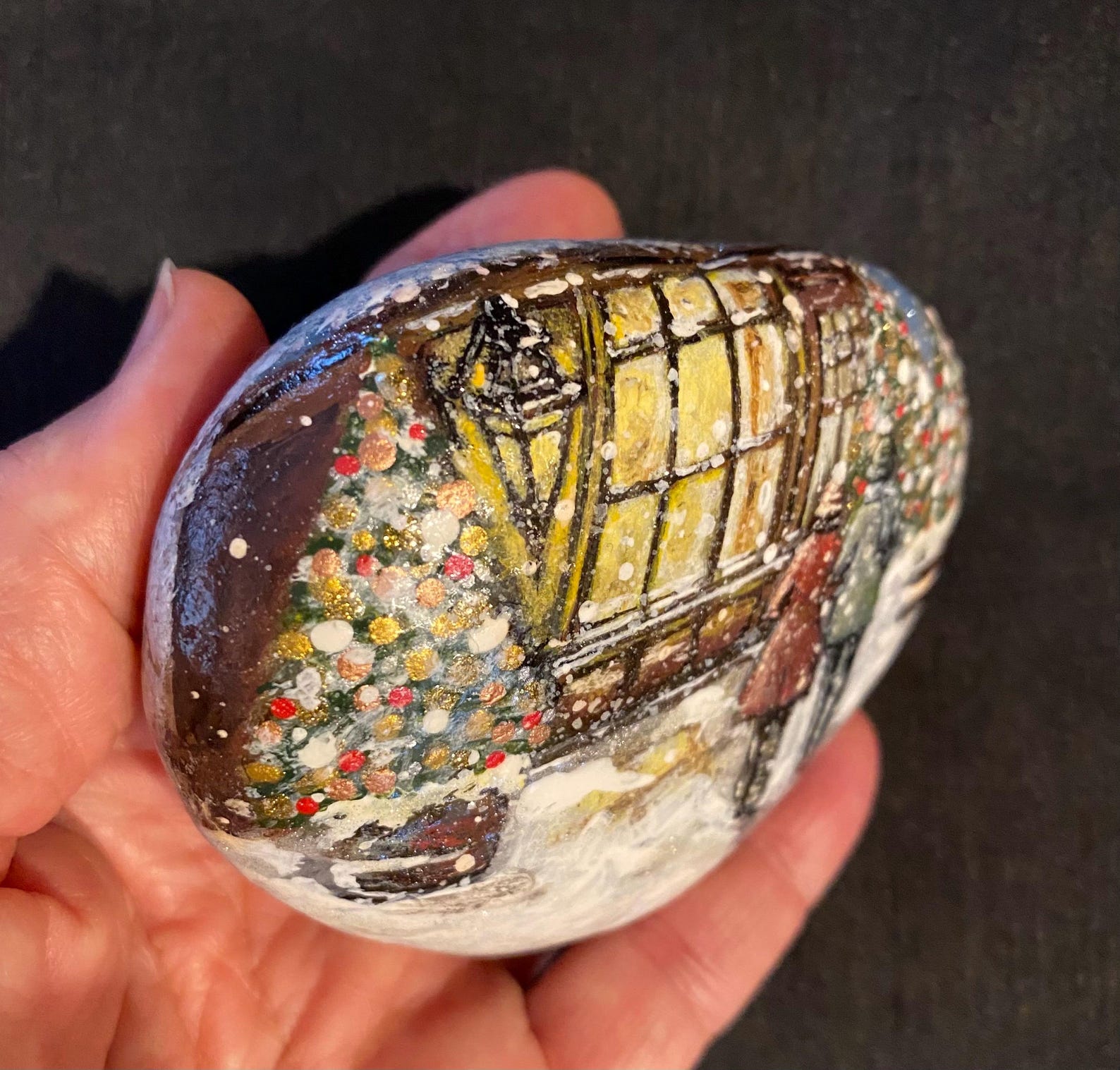 Romantic Vintage Holiday Christmas Shopping Painted Stone - Etsy