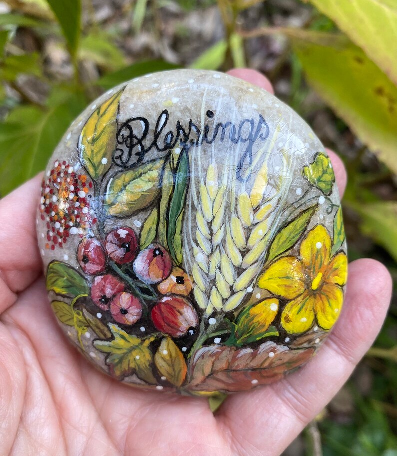 Fall Foliage Blessings Hand Painted Message Stone - Etsy