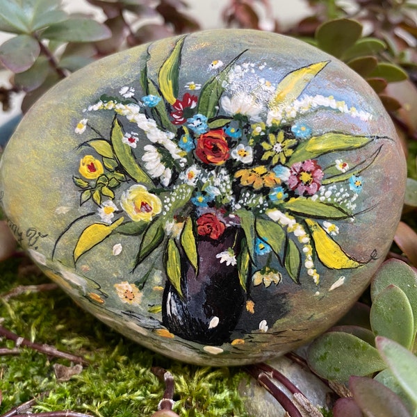 Rocks and Flowers - Etsy