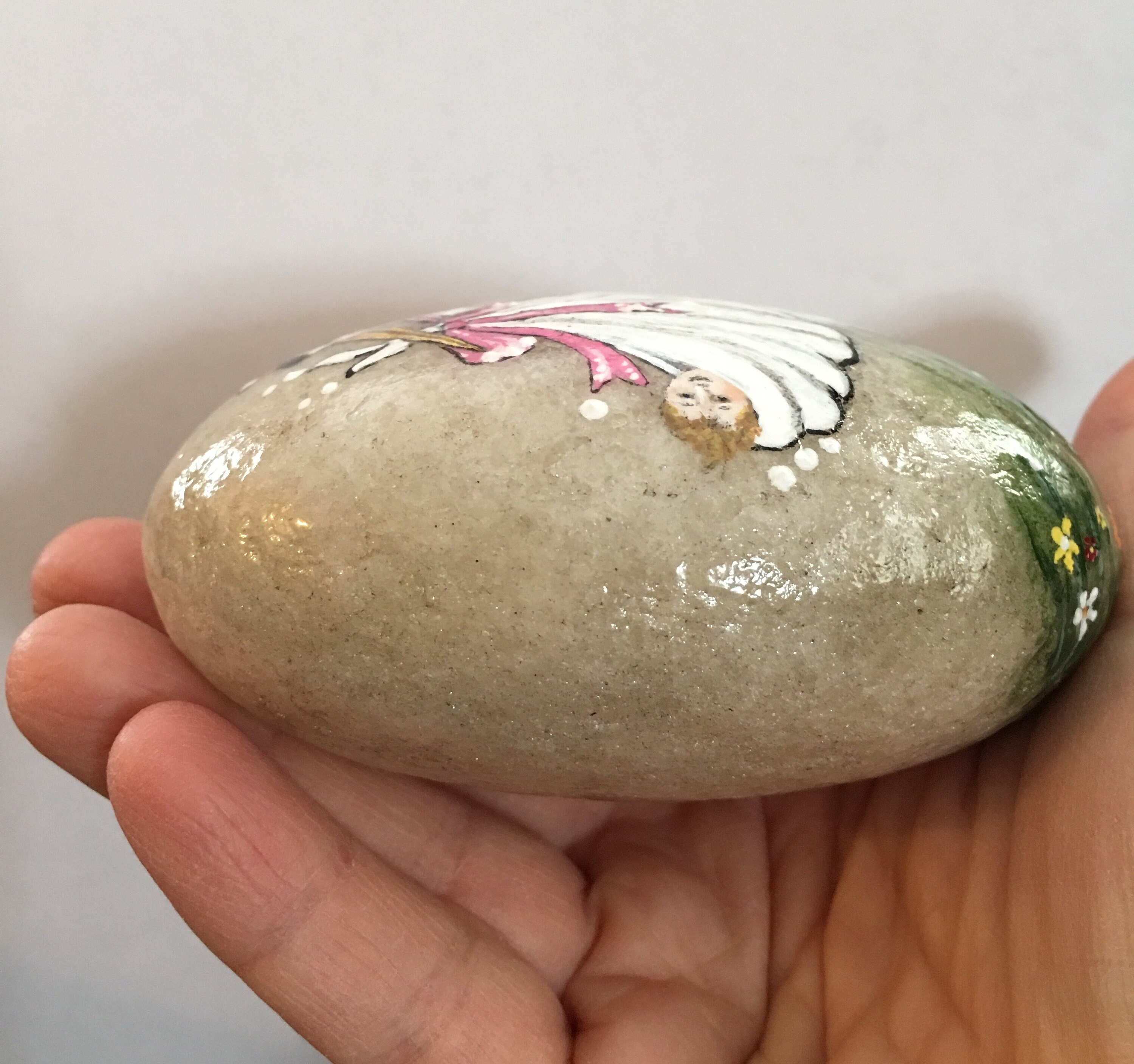 Hand Painted Newborn Baby Stork Stone - Etsy
