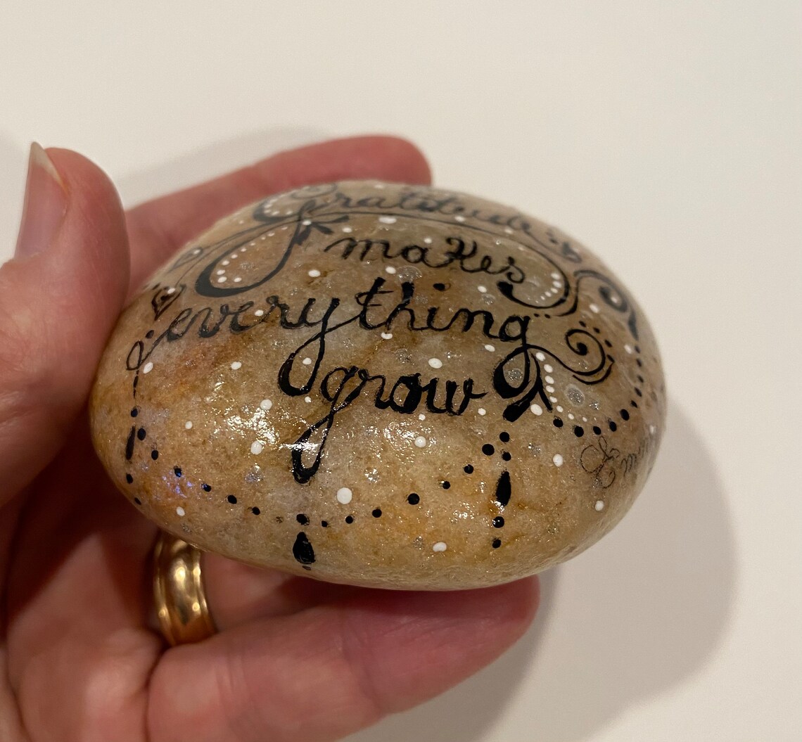 Hand Painted Gratitude Message Quote Stone - Etsy