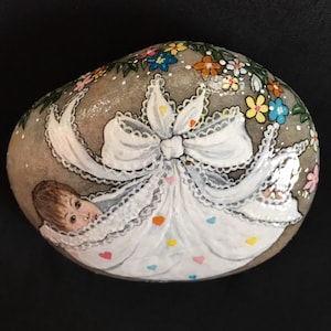 New Born Baby Hand Painted Stone - Etsy