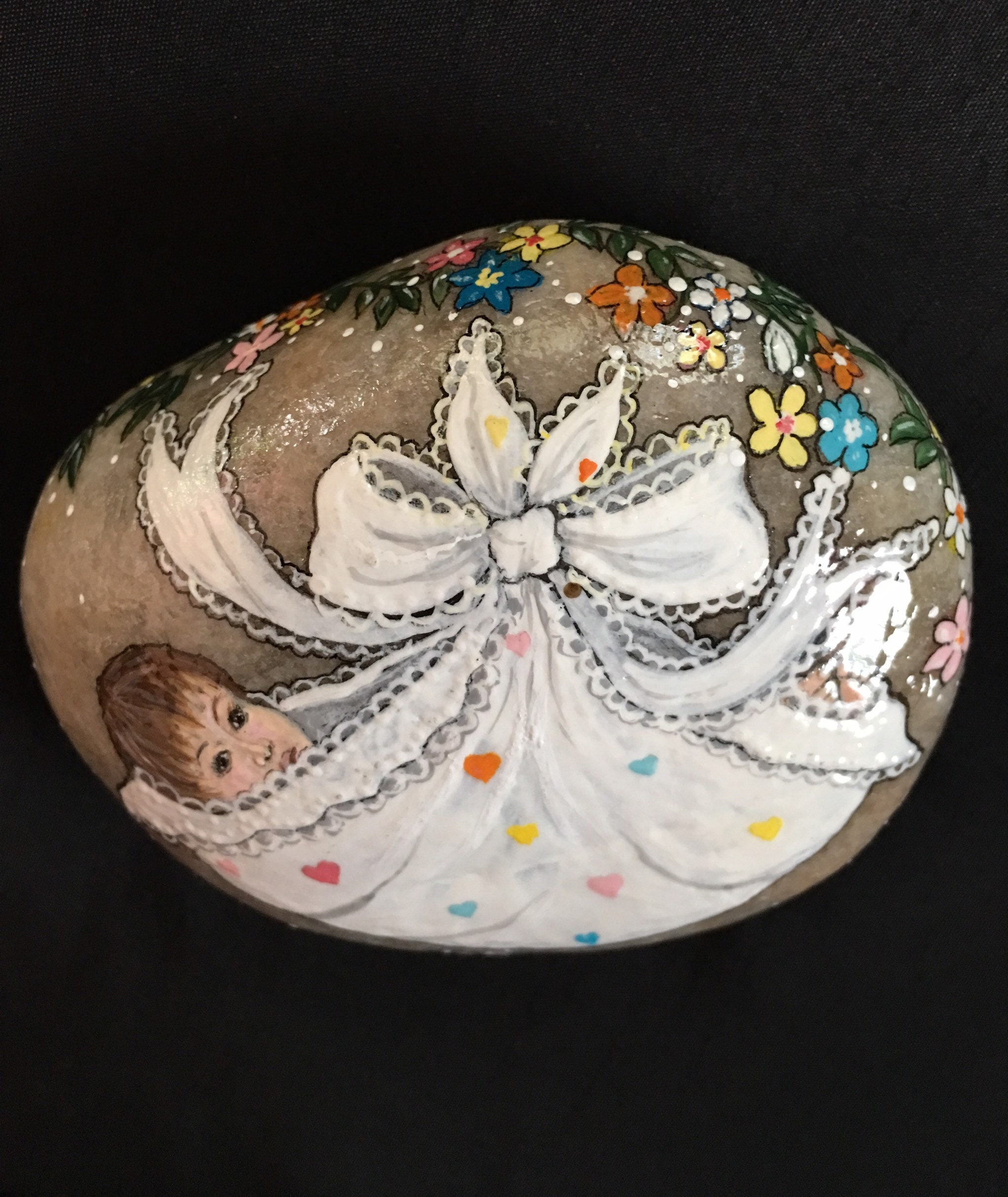 New Born Baby Hand Painted Stone - Etsy
