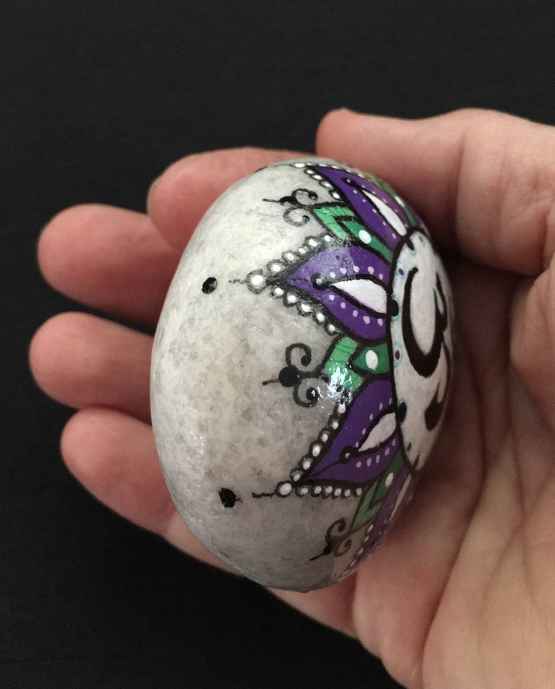 Hand Painted Ohm Mandala Stone - Etsy