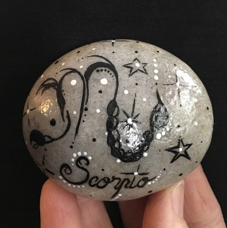 Hand Painted Scorpio Zodiac Horoscope Stone - Etsy